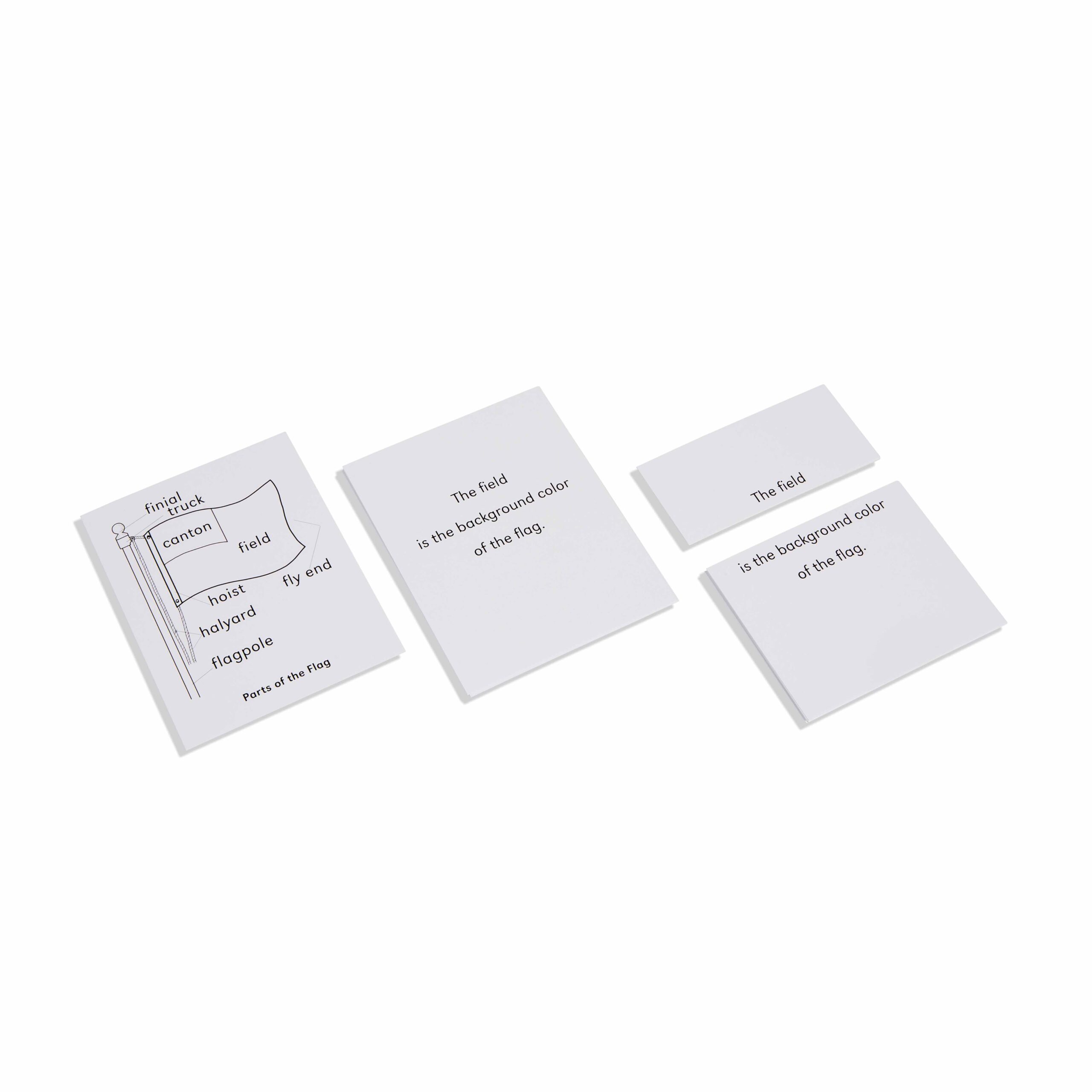Tarjetas con descripciones y partes de la bandera - Lupa Montessori