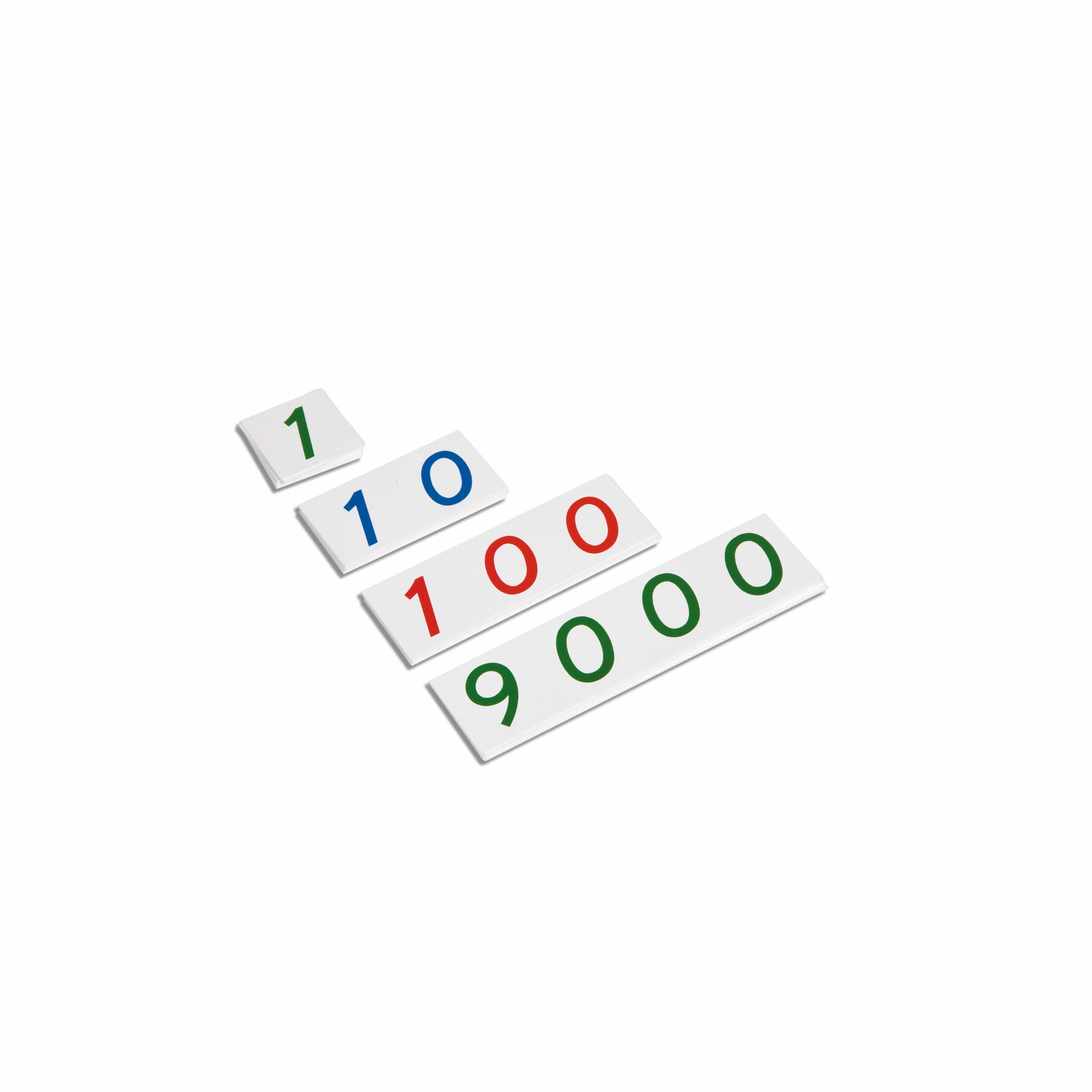 Tarjetas de números pequeños del 1 al 9000: Plástico - Lupa Montessori