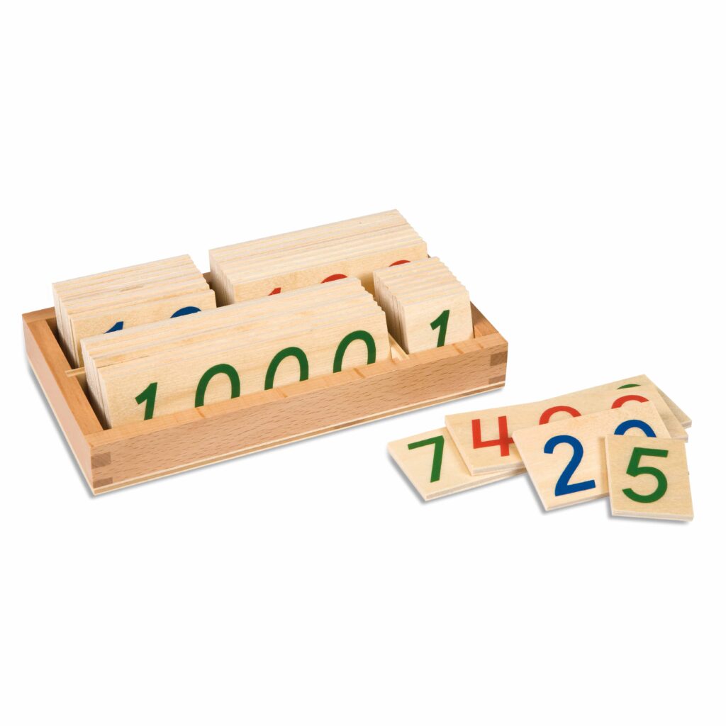 Tarjetas de números pequeños del 1 al 9000: Madera - Lupa Montessori