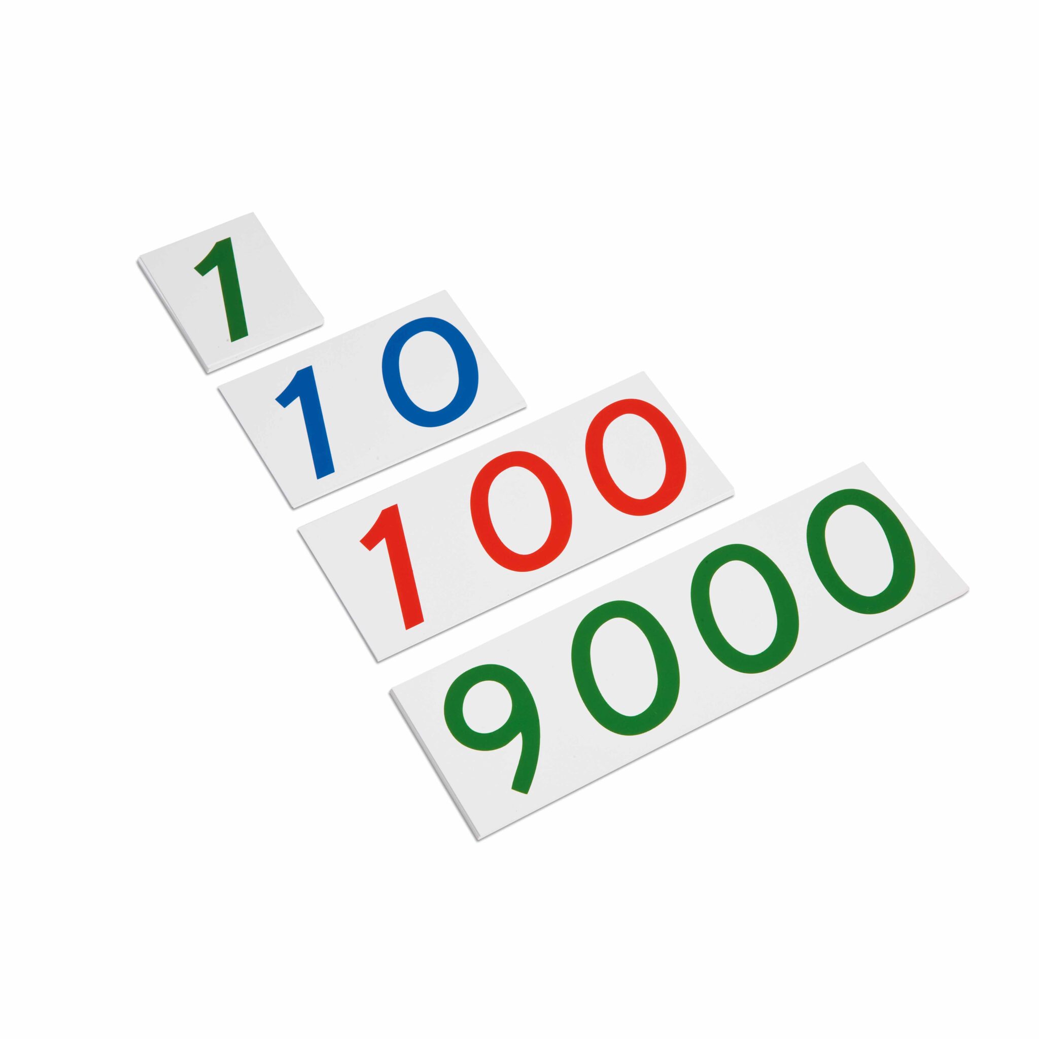 Tarjetas de números grandes del 1 al 9000: Plástico - Lupa Montessori
