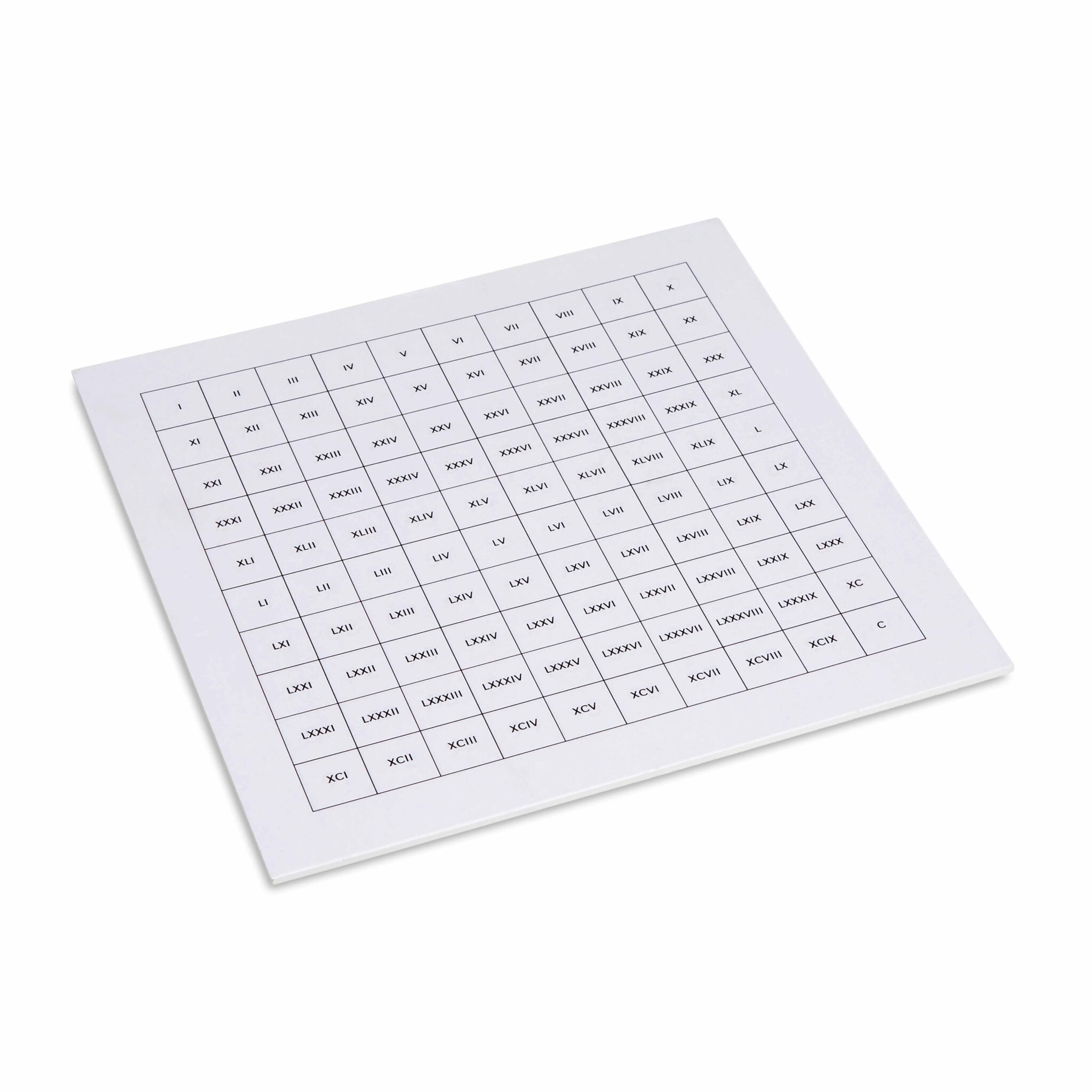 Tablero con números romanos del 1 al 100 - Lupa Montessori